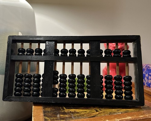 Real Vintage LOTUS FLOWER Chinese ABACUS 13 Wood Rods 91 Beads Brass Accents | eBay