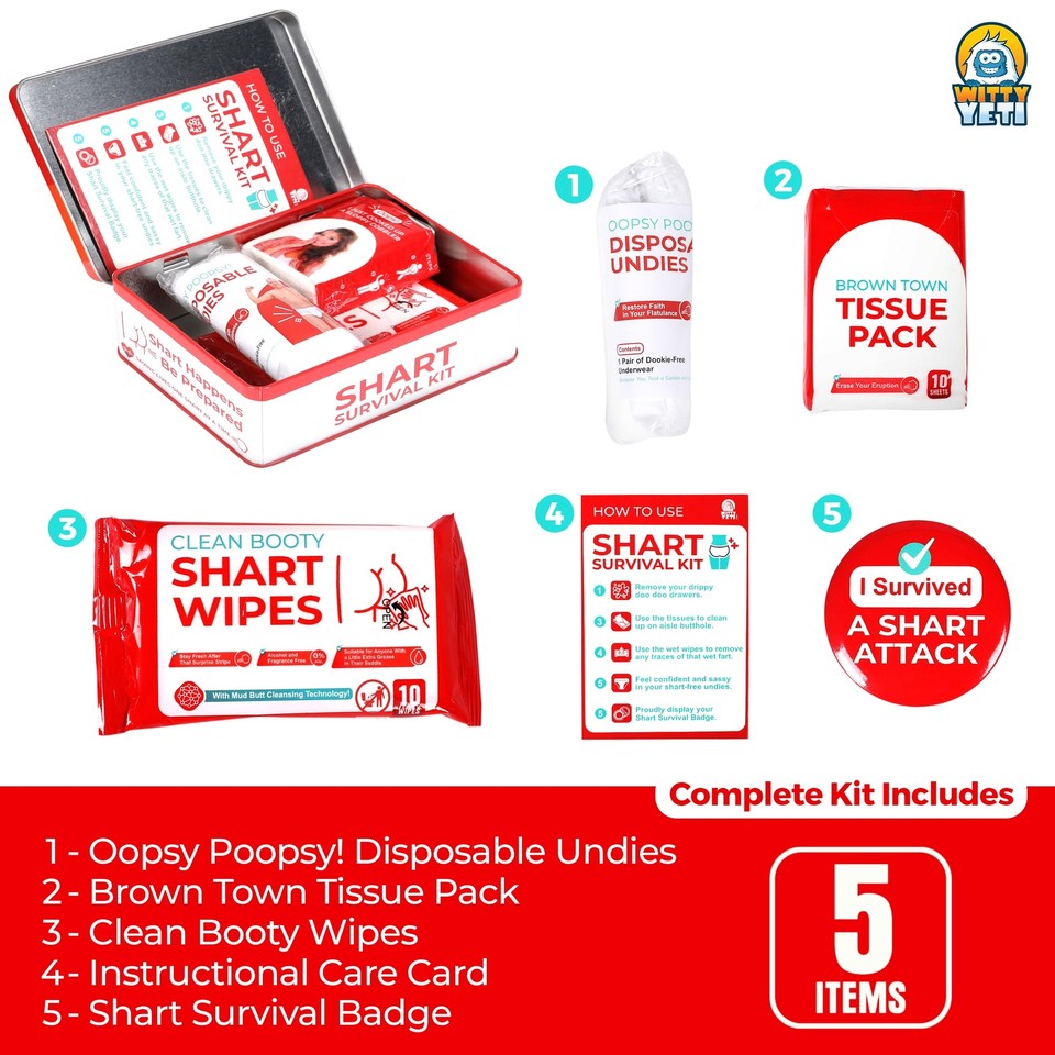 Funny Shart Survival Kit by Witty Yeti. Ultimate Poop Prank Gag Gift ...