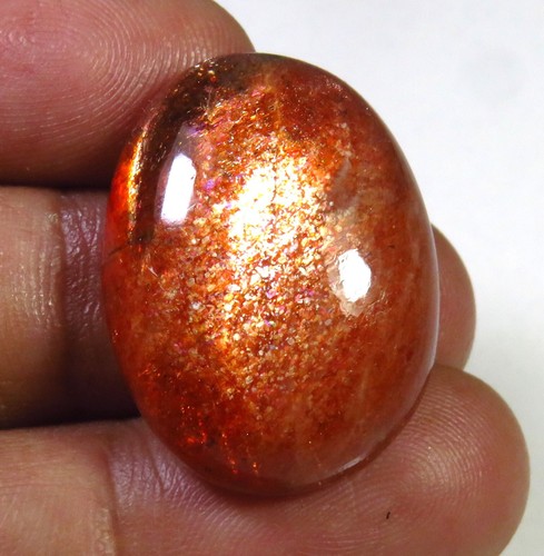 Red Sunstone Sparkle Oval Gemstone 25x18.5 mm Natural Confetti Cabochon ...