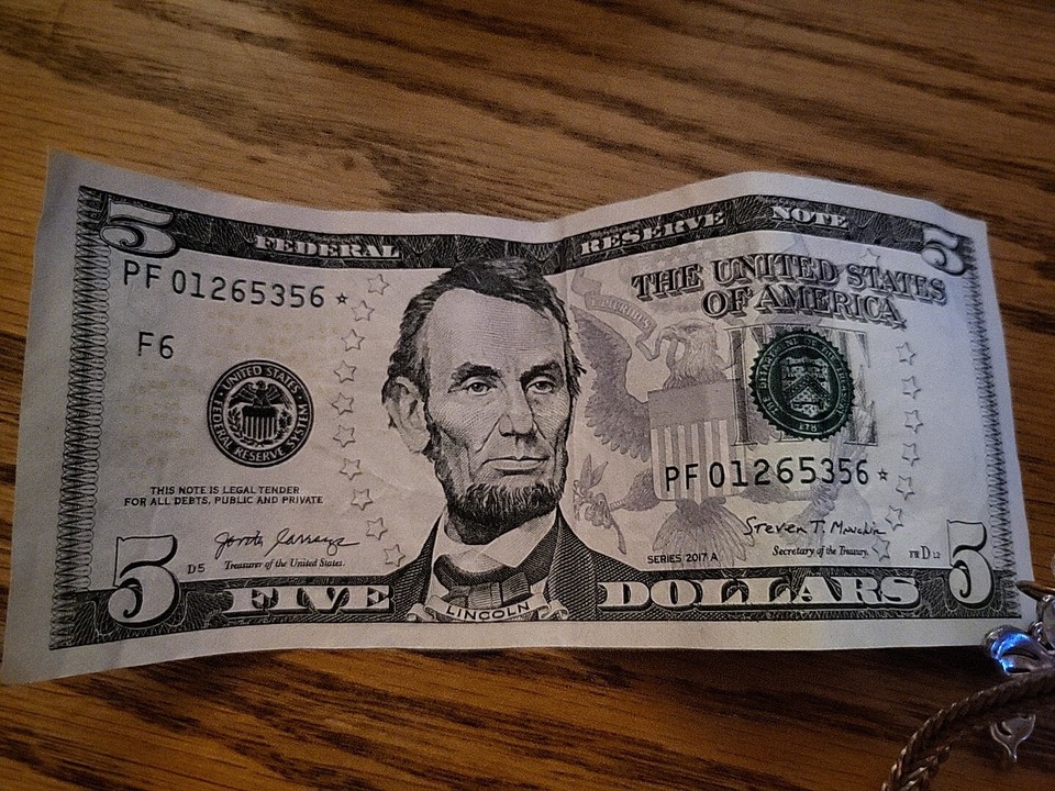 RARE $5 Five Dollar Bill ☆STAR☆ NOTE Series 2017A | eBay