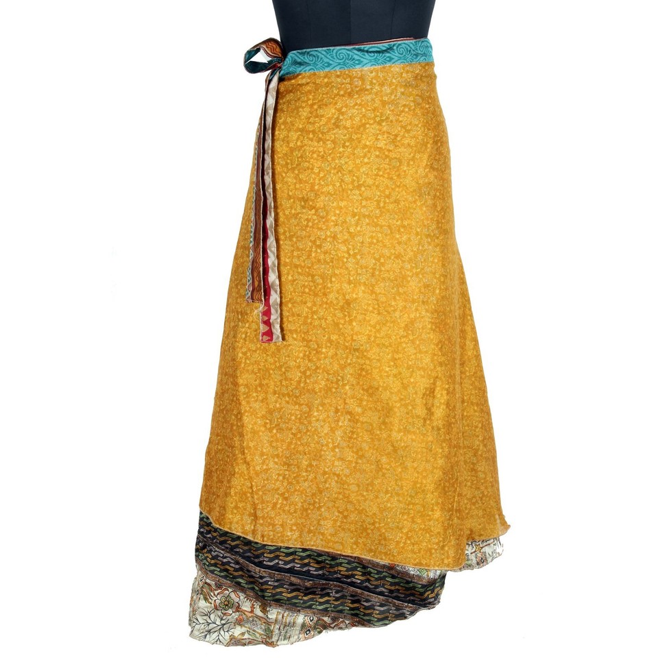 Vintage Silk Sari Recycled Magic Wrap Around Skirt Reversible Women ...