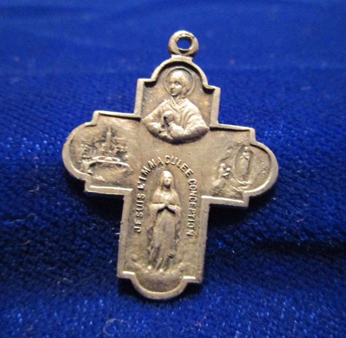 Antique Lourdes Cross Commemorating Centennial Apparition 1858-1958 ...