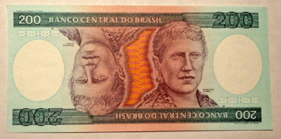 Brazil 200 Cruzeiros Banknote World Paper Money UNC Currency Bill Note ...
