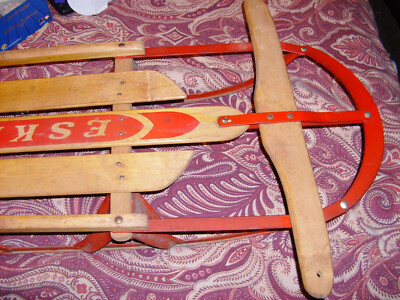 Vintage Eskimo Kids Child Paris style Metal Rails Snow Sled 30" | eBay