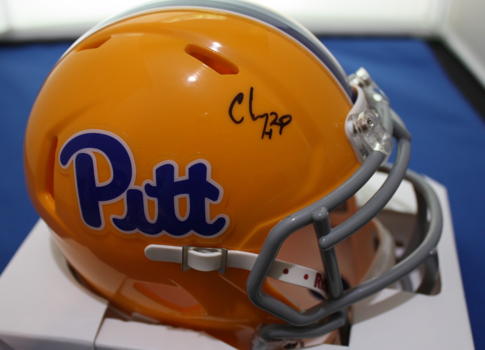 Autographed Chris Doleman University of Pittsburgh Pitt Mini helmet w ...