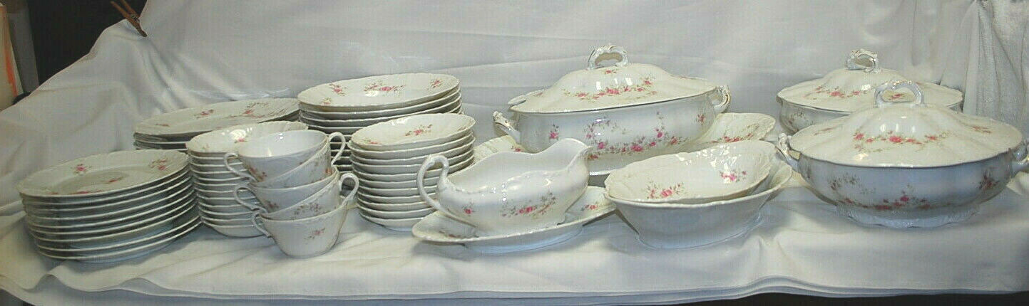 Habsburg China Austria Pattern #9165 Pink Roses Embossed 66 Pieces ...