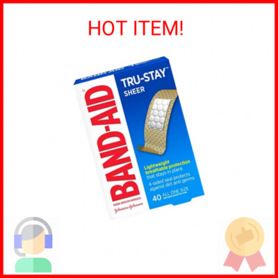 Band-Aid Brand Tru-Stay Sheer Strips Adhesive Sterile Bandages for ...