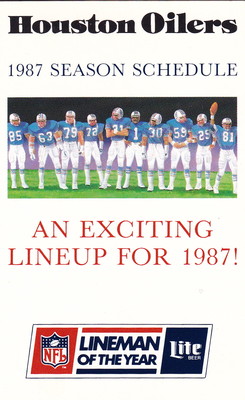 1987 HOUSTON OILERS FOOTBALL POCKET SCHEDULE | eBay