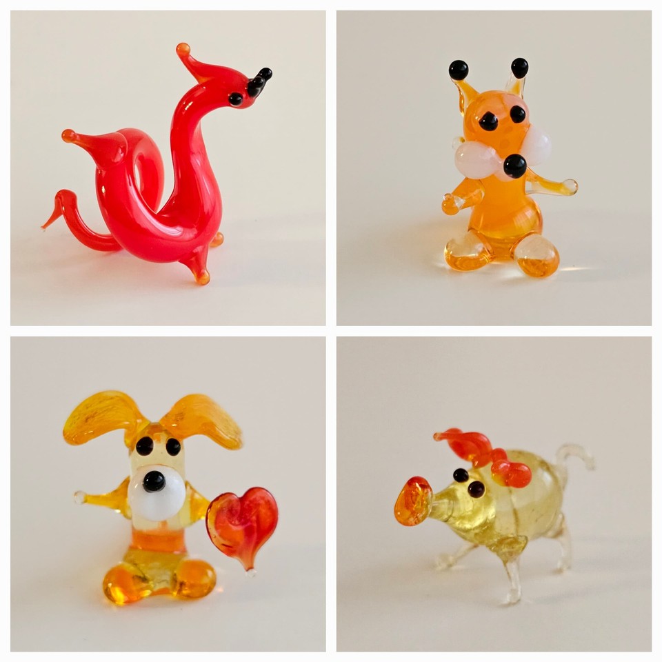 Handcrafted Mini Glass Animal Figurines Set of 4 Randomly Selected ...