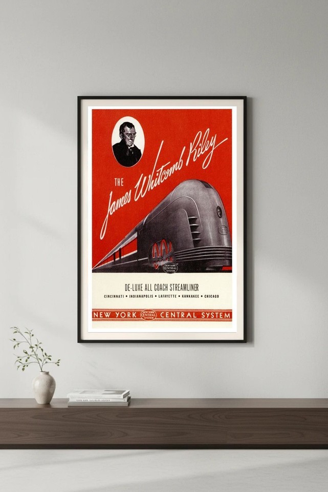 🇺🇸 1930s USA Train Poster - James Whitcomb Riley Streamliner 🚆 24x36 ...