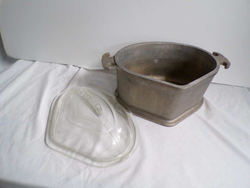 Vintage Guardian Service Cast Aluminum Triangle Roasting Pot Glass Lid ...