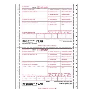 Tops Carbonless Standard W-2 Tax Forms - 4 Part - 8.50 X 5.50 Sheet ...