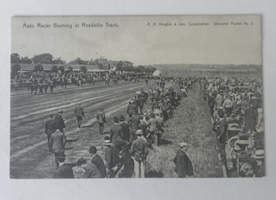 Auto Racer Burning At Readville Track RPPC Postcard The Rotograph Co ...
