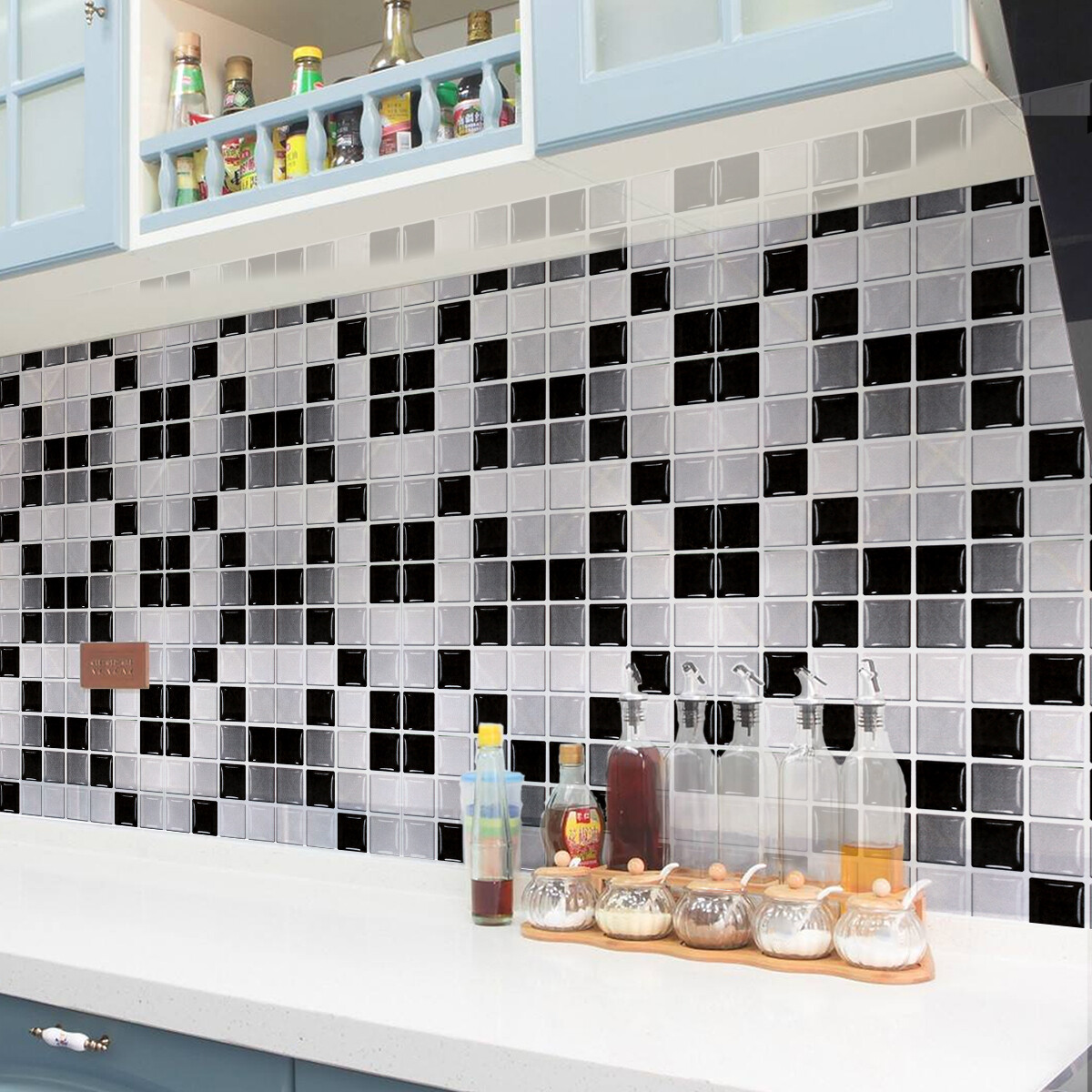 10PCS 3D Mosaic Tile Stickers Stick On Bathroom Kitchen Self-adhesive ...