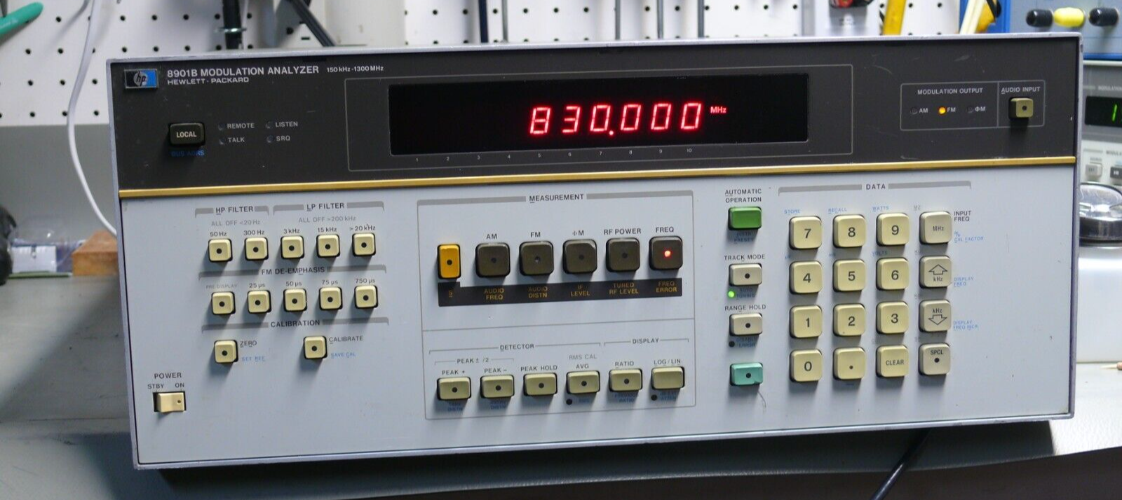 Hewlett Packard 8901B Modulation Analyzer Unit 150kHz-1300MHz+Opt. 001 ...