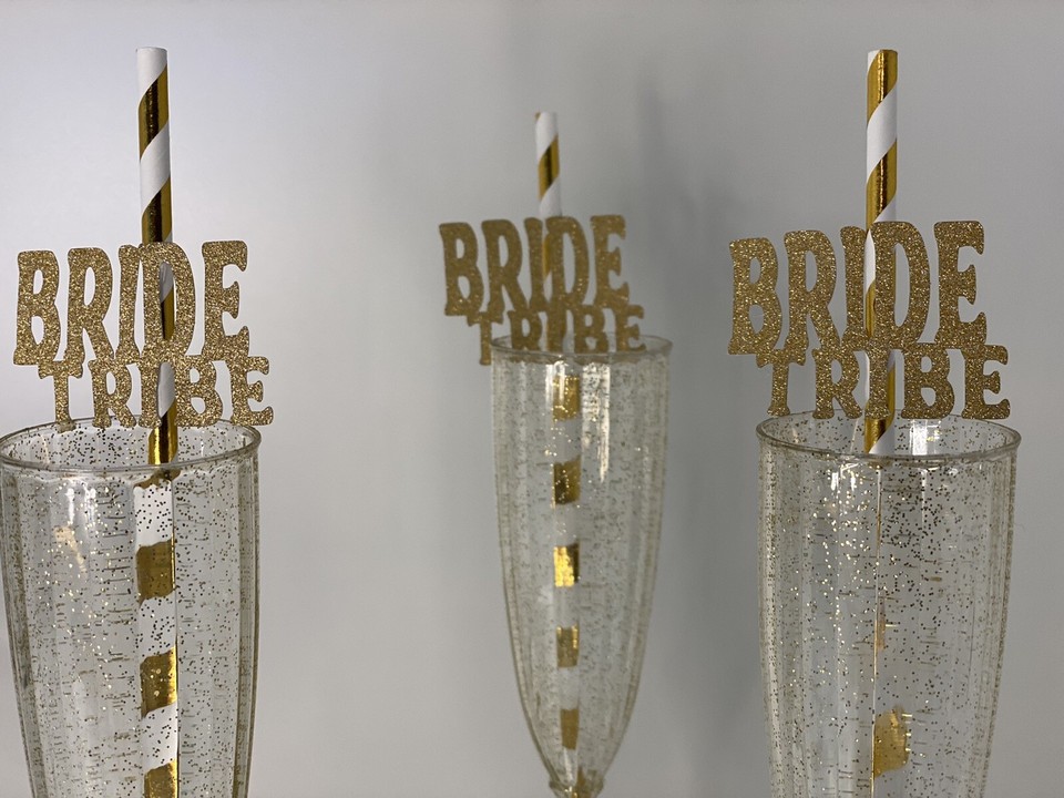 24Pcs Custom Paper straws Bachelorette Party Bridal Mrs Bride Tribe ...