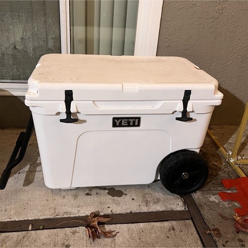 YETI Wheeled Ice Chest Cooler White Plastic Heavy Duty Handle Drain ...