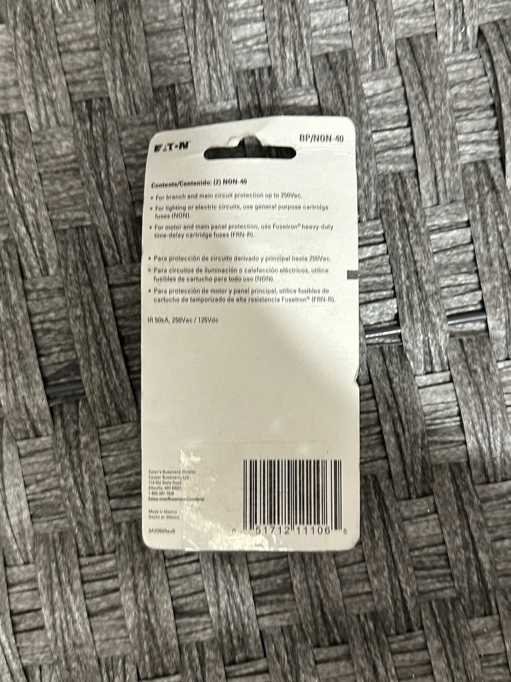 Eaton Bussmann 40 Amp 250V One-Time Cartridge Fuse BP/NON-40 - LOT OF 4 ...