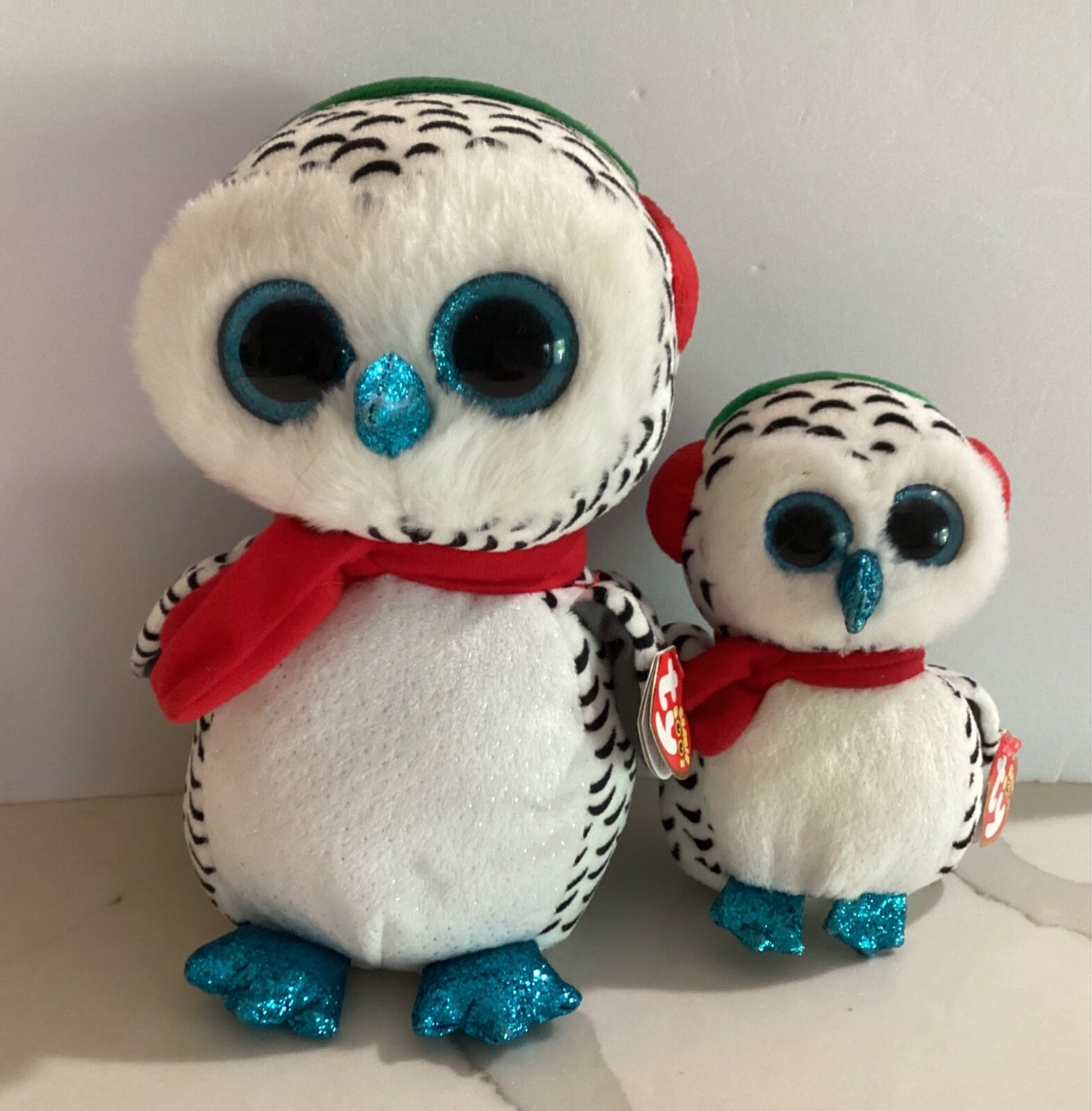 2018 Ty NESTER Christmas Owl Beanie Boo Set of 2 6” & 9” | eBay