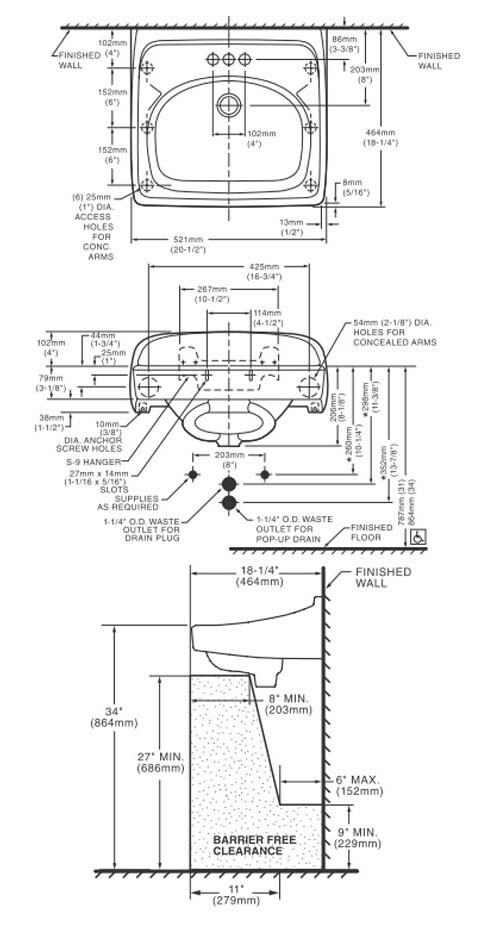 American Standard 0355.012.020 Lucerne 20-1/2 x 18-1/4 Wall Hung ...