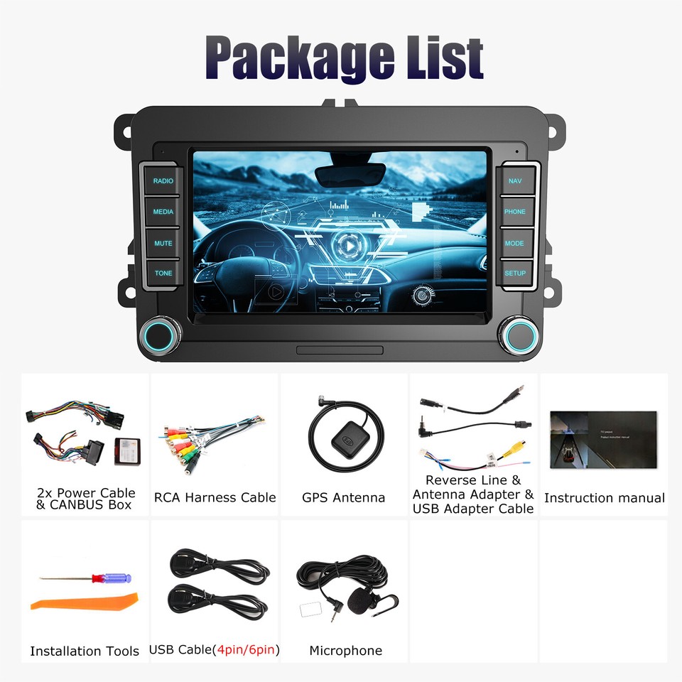 For VW GOLF MK5 MK6 CarPlay Car Stereo Radio Android 13 Player GPS Head ...
