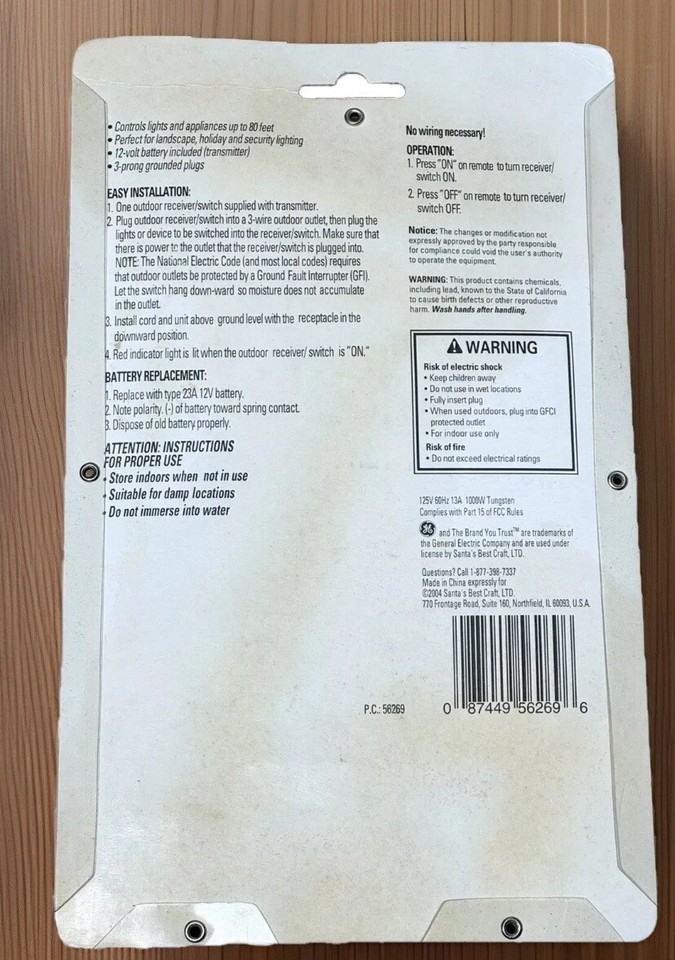 GE Outdoor Wireless Remote Control with Key Chain Transmitter | eBay