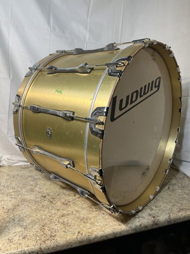 Vintage Ludwig 22” Marching Bass Drum gold Chrome corps Very Cool Wrap ...