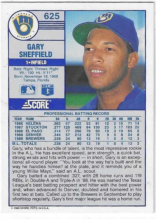 Gary Sheffield Rookie Score 1989 (H109) | eBay
