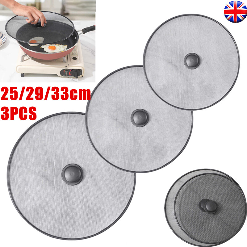 3Pcs Kitchen Frying Pan Splatter Screen Cover Guard Protective Lid Mesh ...