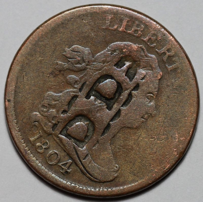 1804 Draped Bust Half Cent - Crosslet 4/Stems - Counterstamped - 1/2c ...