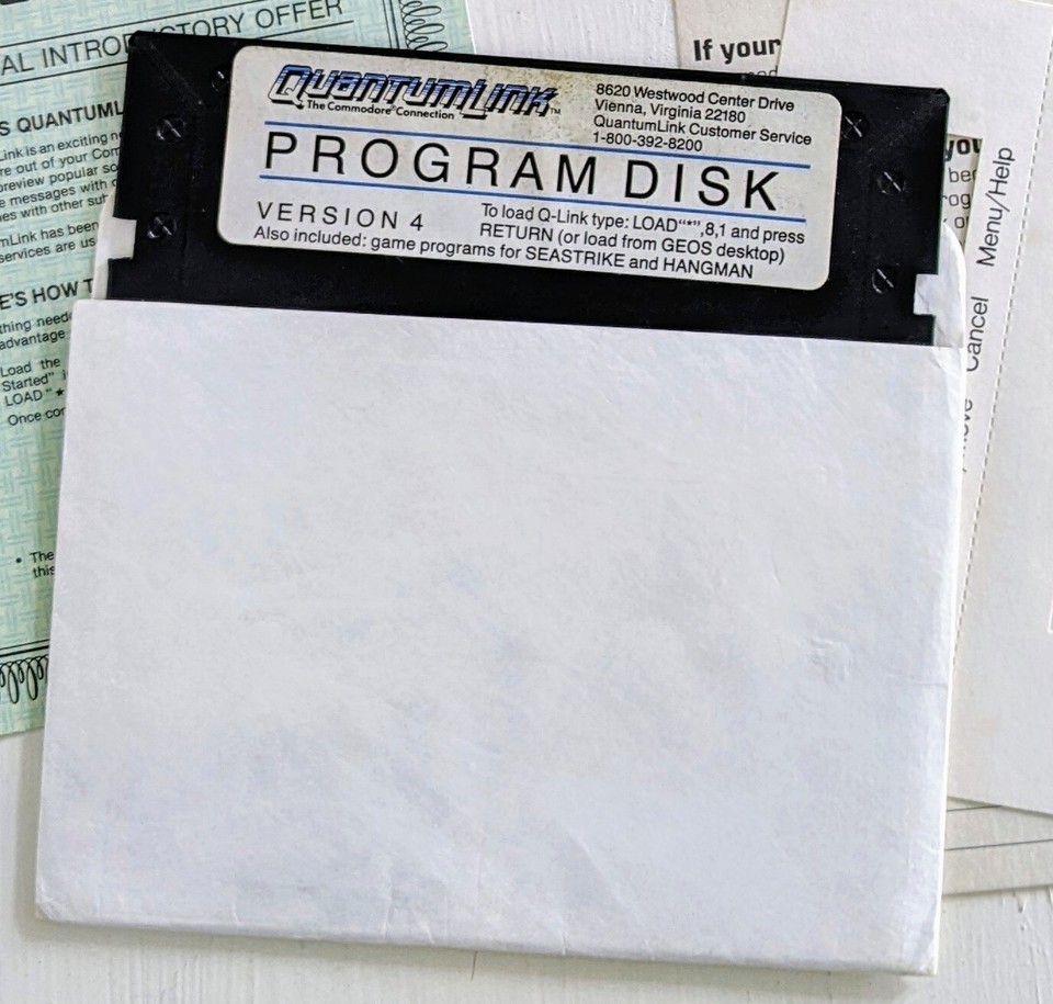 1986 Quantum Link, Pre AOL Collectible, Install Floppy Disk Set for ...