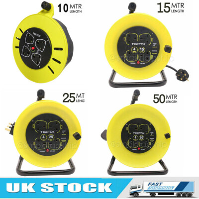 Extension Lead Reel 4 Way 5M 15M 20M 25M 50M Cable Socket Heavy Duty ...