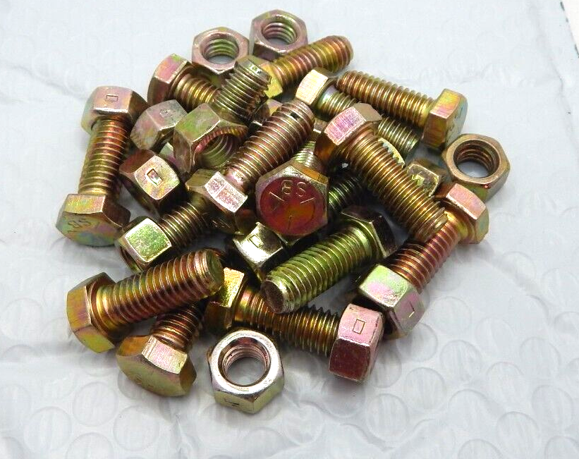 32 Pc Hardware Bolt Set 3/8-16 x 1" Grade 5 Gold Anodized 16 Bolts 16 ...