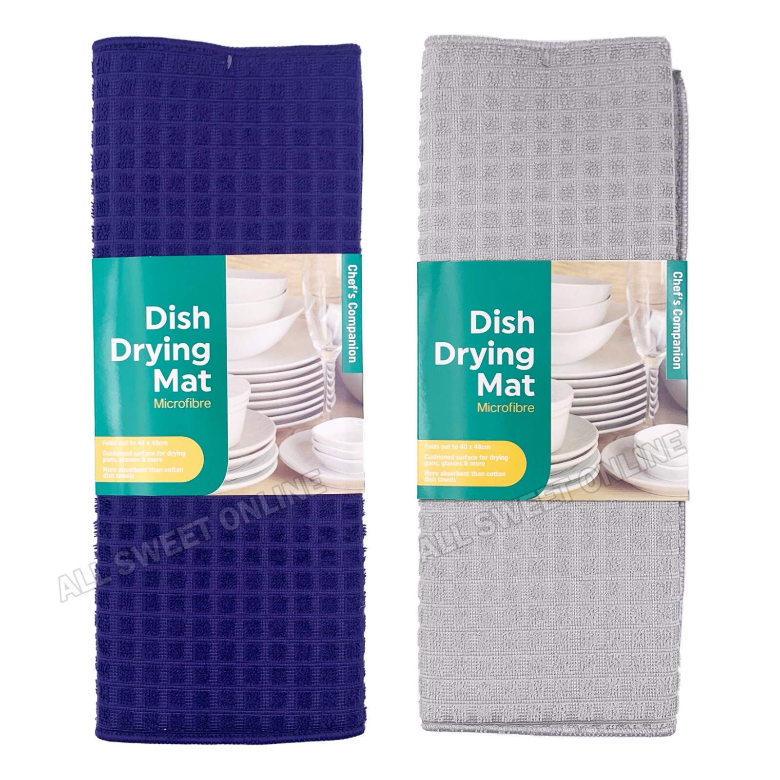 2x Microfibre Drying Mat Glassware Dish Drying Mat Absorbent 40x48cm ...