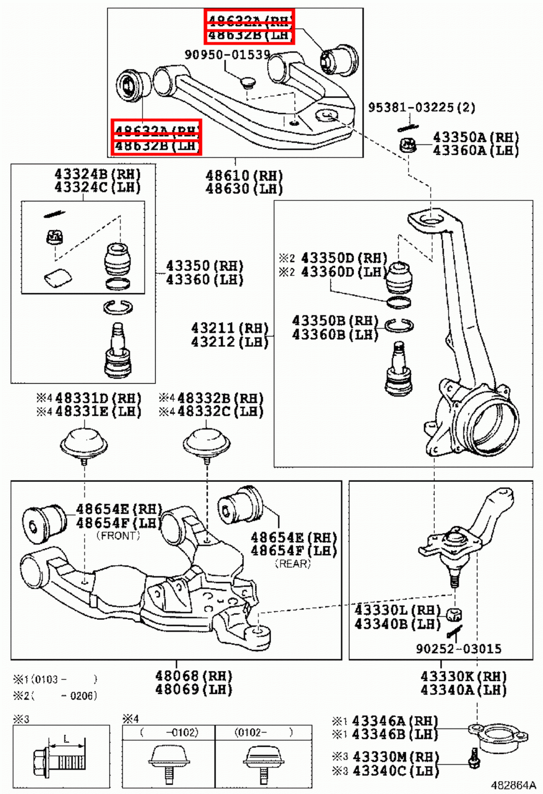 Genuine Toyota Prado VZJ90 RZJ95 RZJ90 LJ95 LJ90 Front Upper Control ...