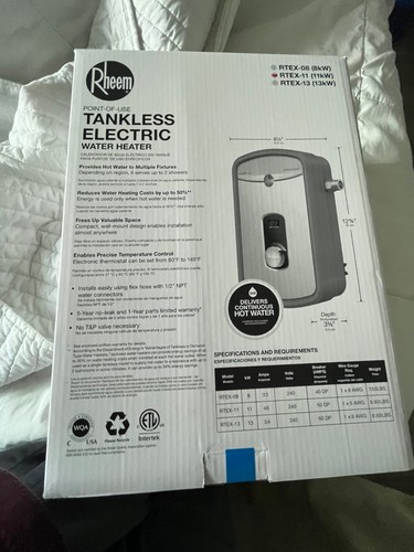 Rheem RTEX-11 240V Tankless Electric Water Heater 691059977209| eBay