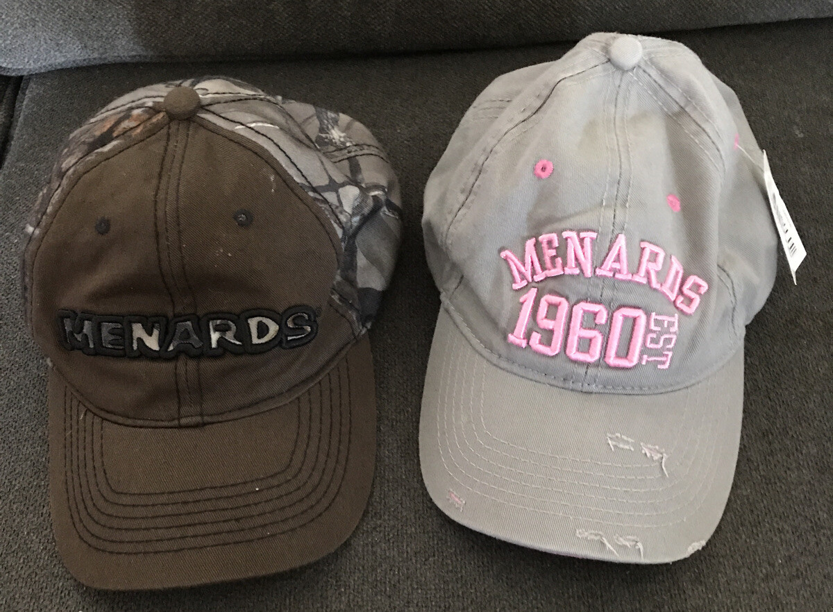 Menards Lot Of 2 Hat cap adjustable One Size adult His & Hers Grey ...