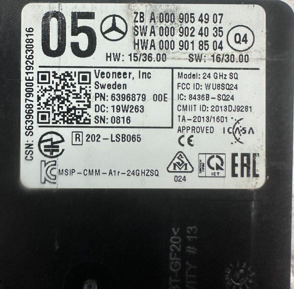 OEM Radar Sensor Collision warning Mercedes B-Class W246 C-Class ...