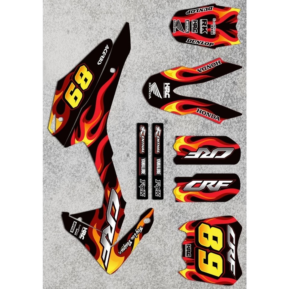 SET CUSTOM GRAPHICS STICKER DECAL FAIRING KIT LH + RH FOR HONDA CRF110 ...
