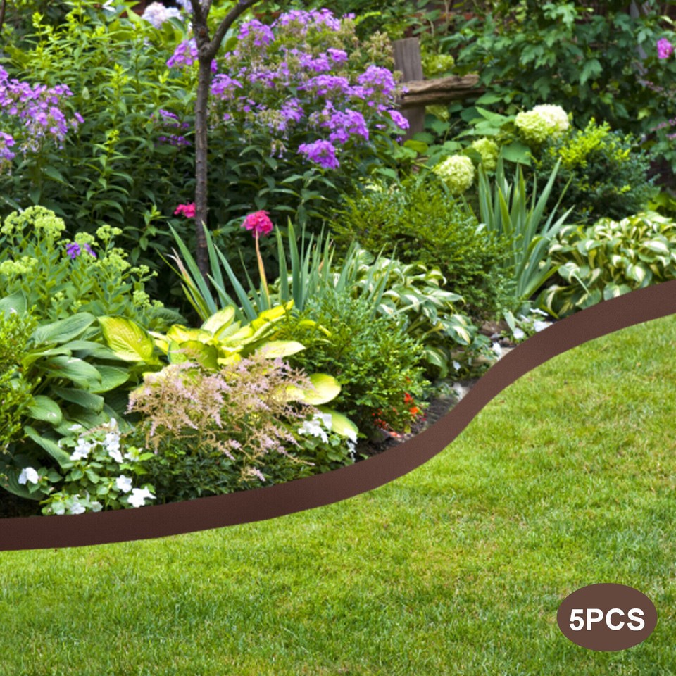 Landscape Edging 5pc 39inch Bendable Metal Garden Lawn Border Brown ...