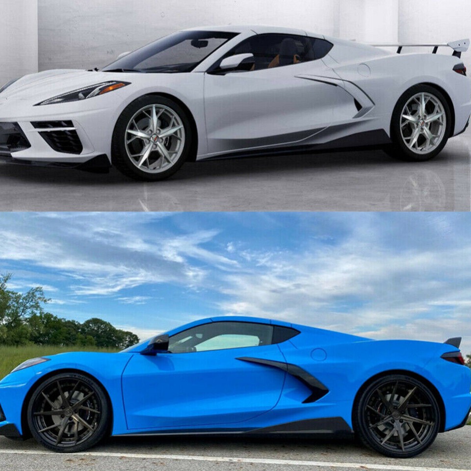 For 2020+ Corvette C8 Side Skirts 5VM Style Extensions Rocker Panel ...