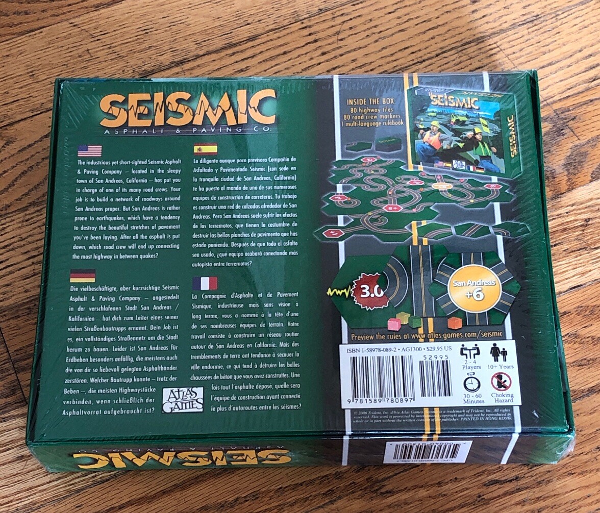 Seismic (Board Game) Atlas Games strategy hex tile roads San Andreas ...