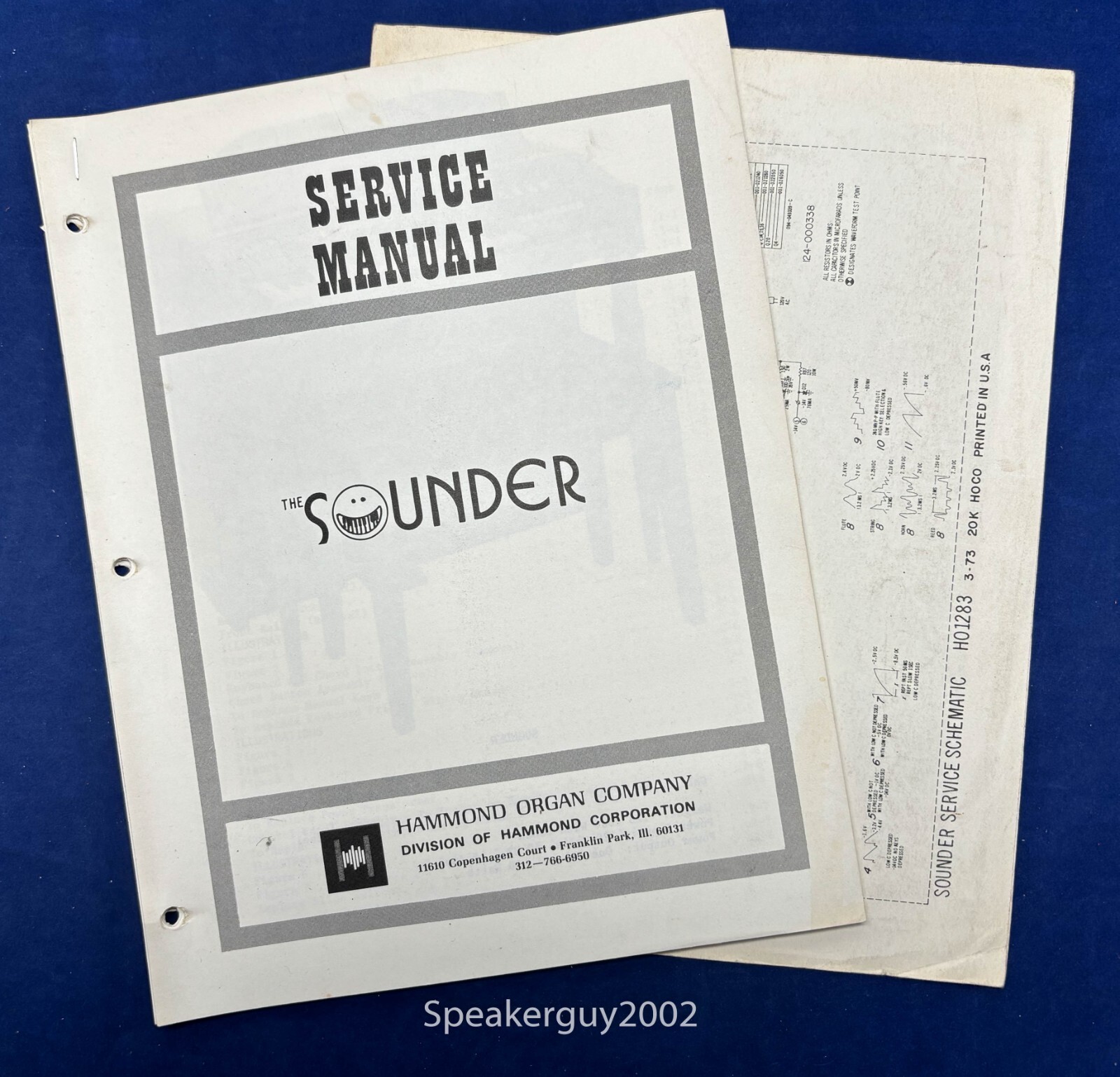 Original Hammond Organ Service Manual / The Sounder -- #3 | eBay