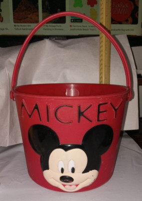 Disney Mickey Mouse Red Plastic Bucket Midwest Quality Gloves Plastics ...