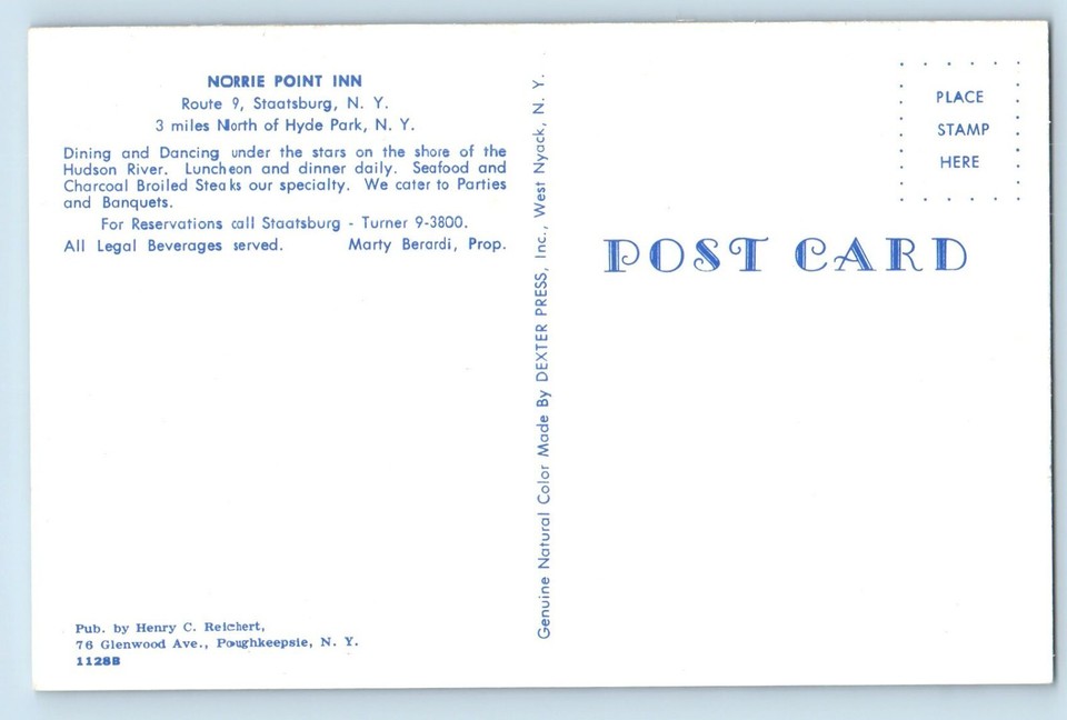 Hyde Park New York NY Postcard Norrie Point Inn Dining Dancing Hudson ...