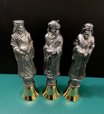Michael Ricker Pewter Nativity Christmas Three 3 Wiseman Brass Bell ...