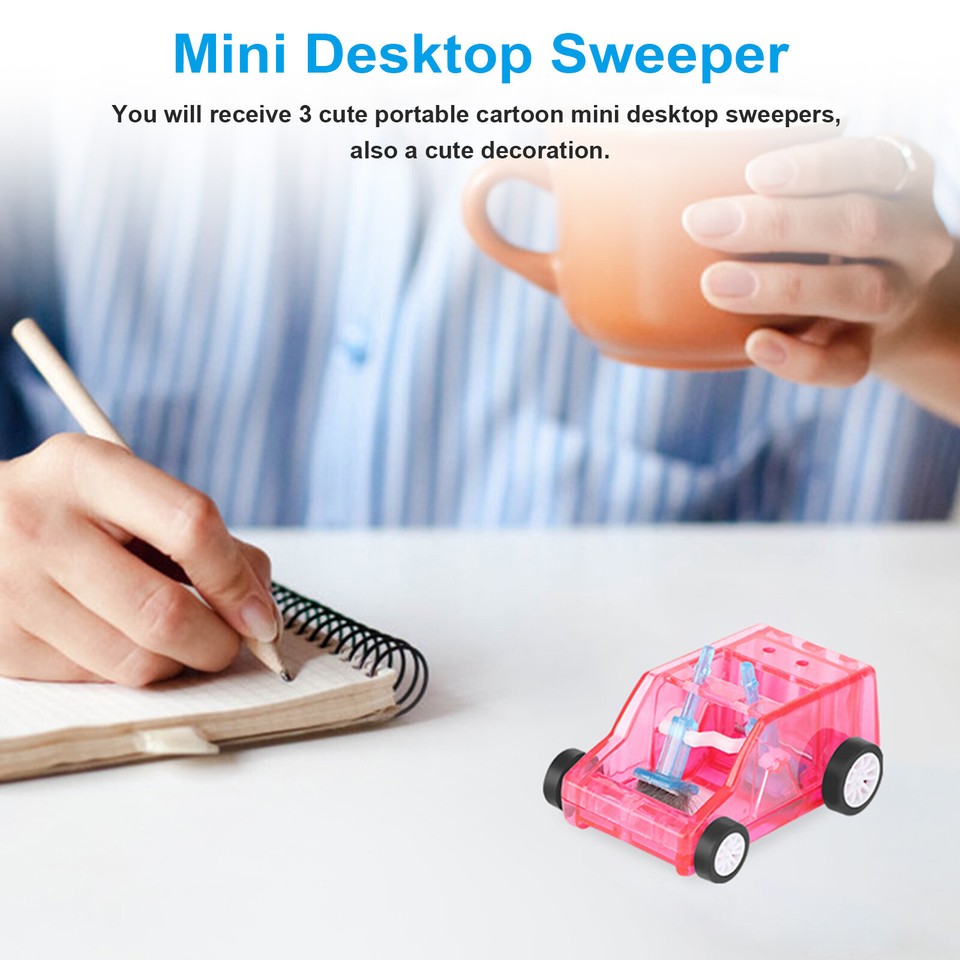 3 Pcs Mini Desktop Cleaner Car Pencil Shavings Sweeper Toy Office ...