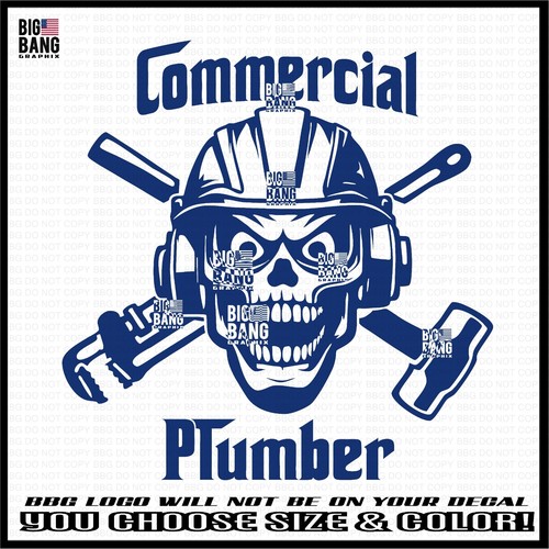 Plumber Mafia Skull Vinyl Decal Sticker SUV Car Work Truck Blue Collar ...