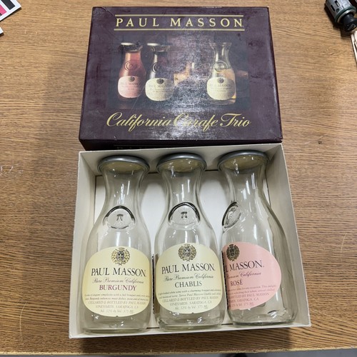 3 VTG Paul Mason California Carafe Since 1852 Glass Milk Bottle Wine ...