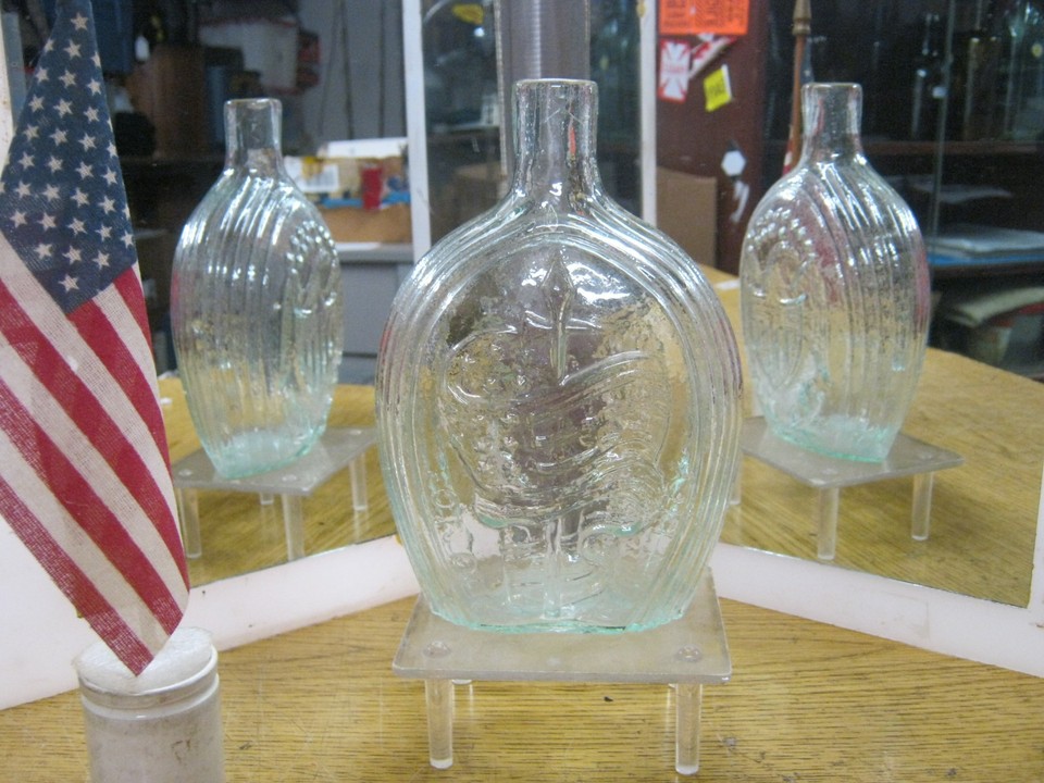 ~SPECTACULAR~GII-53 OPEN PONTIL~EAGLE/FURLED FLAG~1 PINT HISTORICAL ...